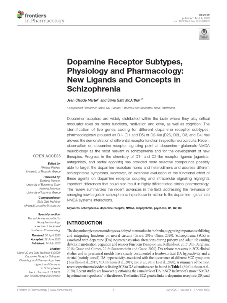 Dopamine Receptor Subtypes, Physiology and Pharmacology - New Ligands ...