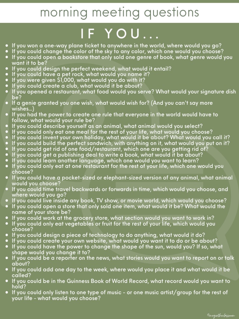 Morning Meeting Questions | PDF