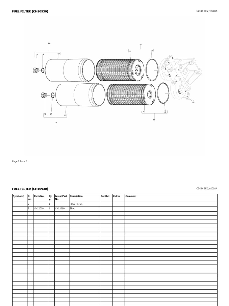 Fuel Filter CH10930 Specs | PDF