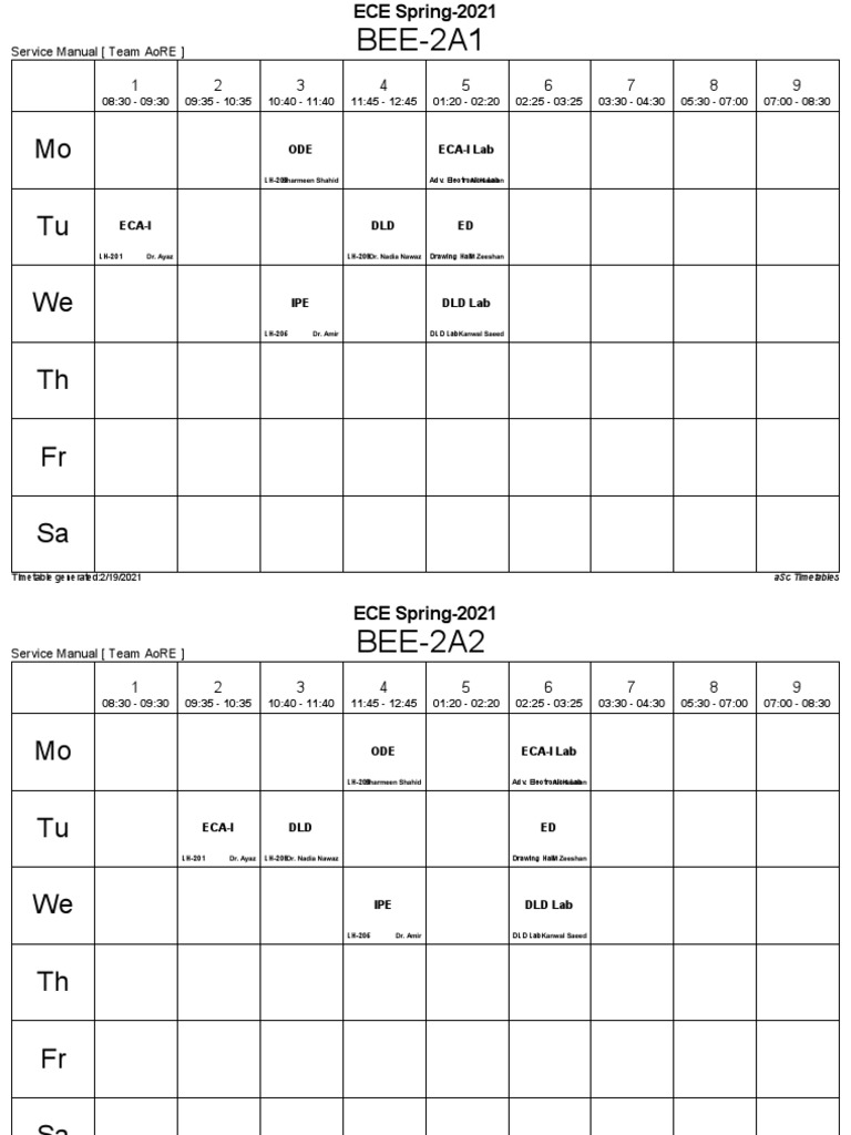 Electrical Engineering Timetable | PDF | Electronics | Electricity