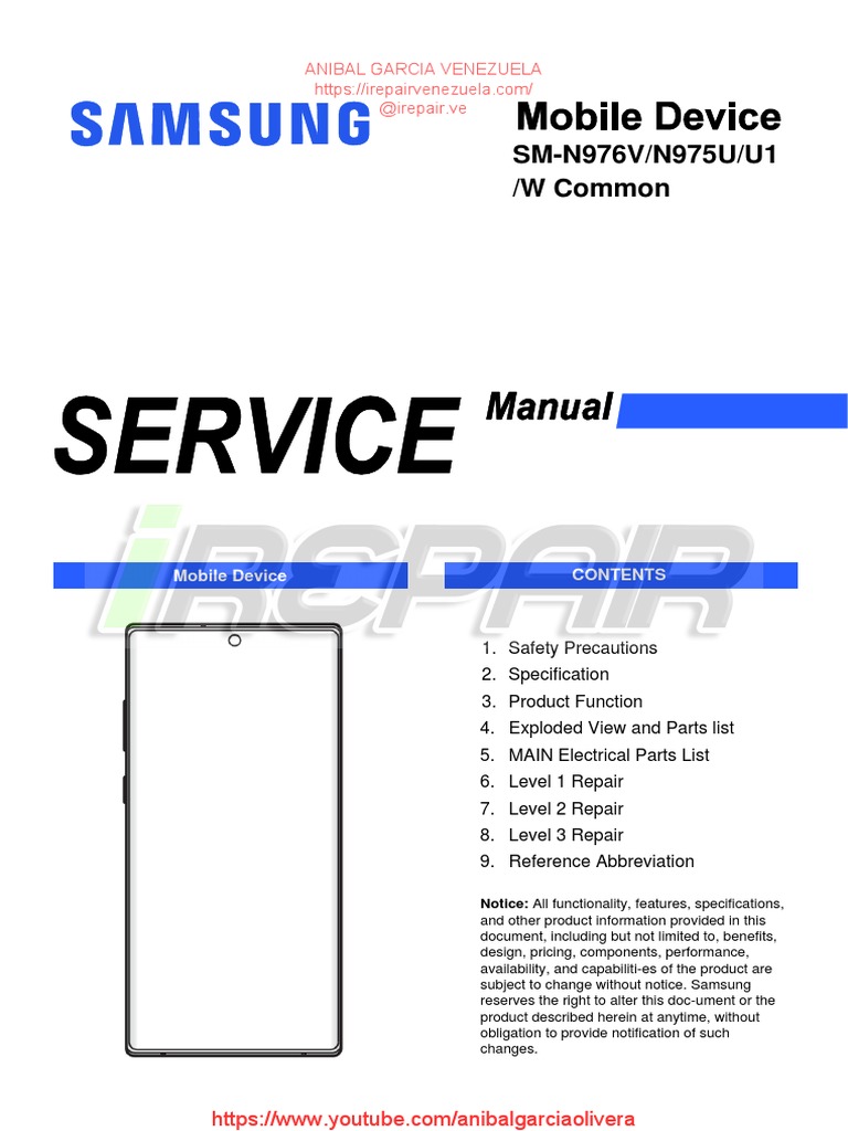 SM-N975U Manual de Servicio Anibal Garcia Irepair | PDF | Electrostatic ...
