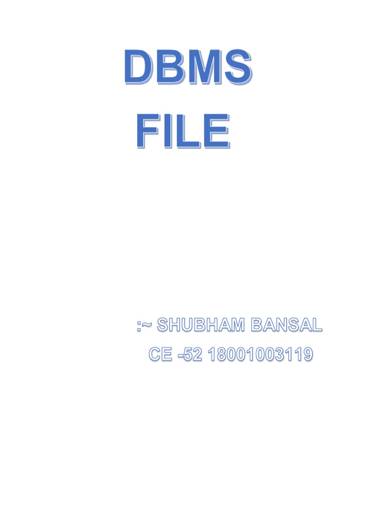 Shubham DBMS Lab | PDF | String (Computer Science) | Computer Programming