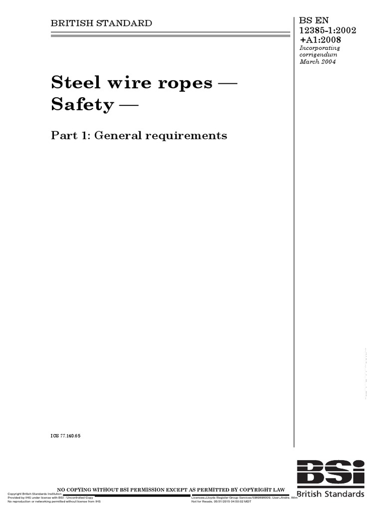 BS en 12385 1 | PDF | Rope | Wire