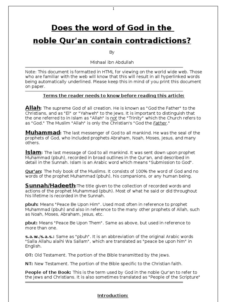 3 Refuting the contradictions of the Qur'an | Trinity | Quran