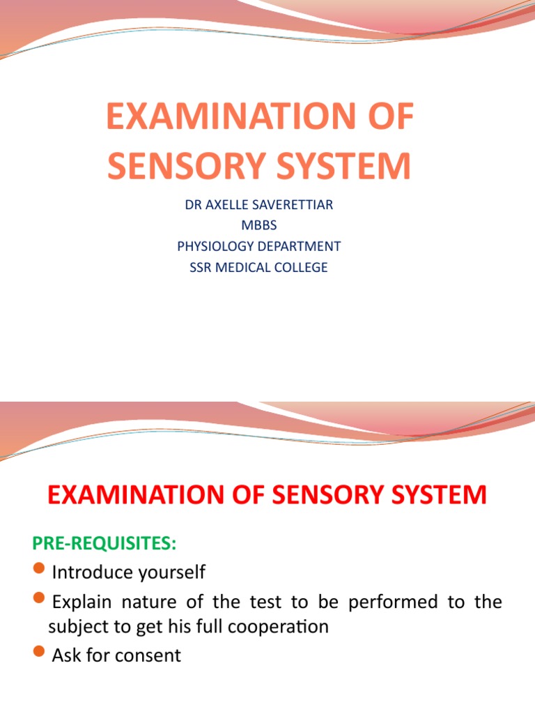Examination of Sensory System | PDF | Somatosensory System | Senses