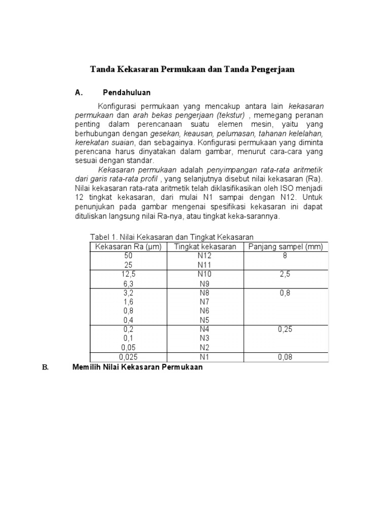 Tanda Kekasaran Permukaan Dan Tanda Pengerjaan | PDF