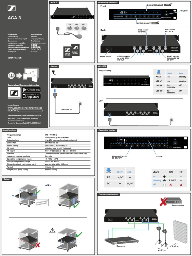 Or Online at ACA 3 - : Sennheiser Documentation App | PDF | Power ...