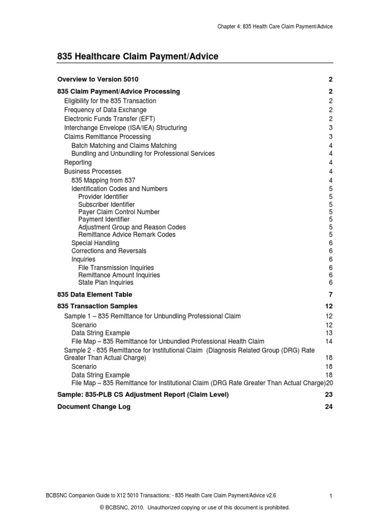 835 - 5010 - v2.6 Claim Payment Advice | PDF | Health Insurance ...