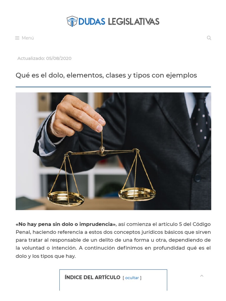 Qué Es El Dolo, Elementos, Clases y Tipos Con Ejemplos | PDF ...