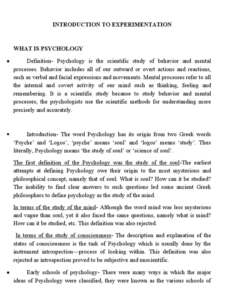 Introduction to Psychology Basics | PDF | Experiment | Psychology