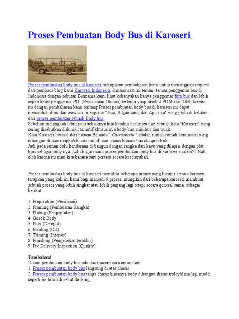 Proses Pembuatan Body Bus di Karoseri | PDF