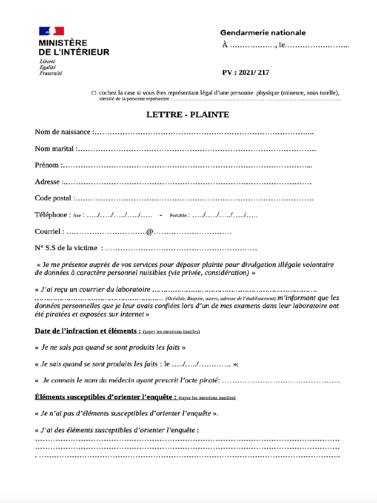 Plainte Gendarmerie | PDF