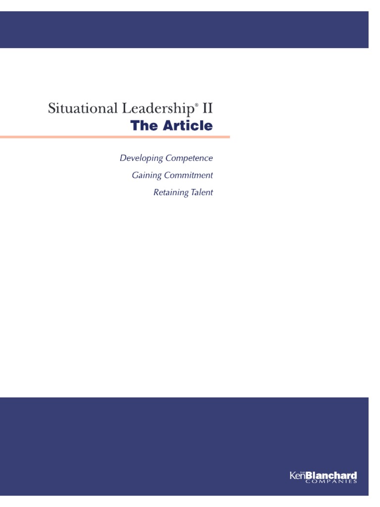 Blanchard Situational Leadership II | PDF