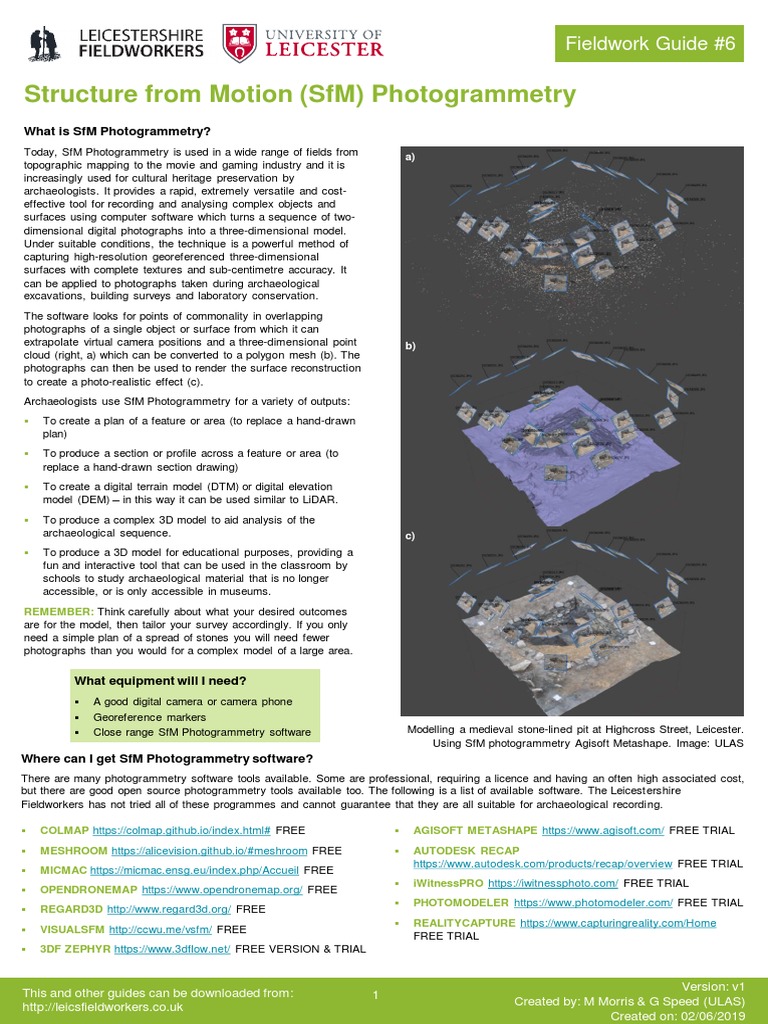 Structure From Motion (SFM) Photogrammetry: Fieldwork Guide #6 | PDF ...