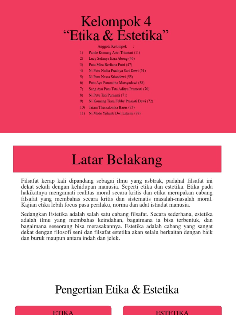 KELOMPOK 4 - ETIKA & ESTETIKA-dikonversi | PDF | Filsafat