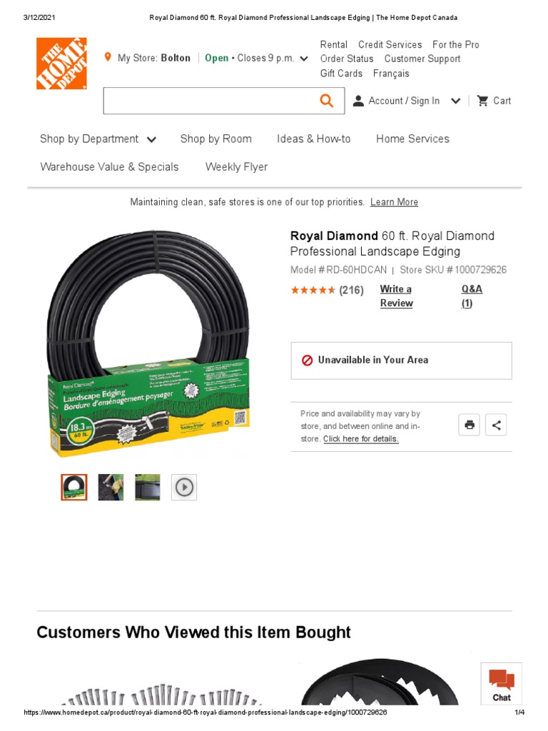 Royal Diamond 60 Ft. Royal Diamond Professional Landscape Edging - The ...