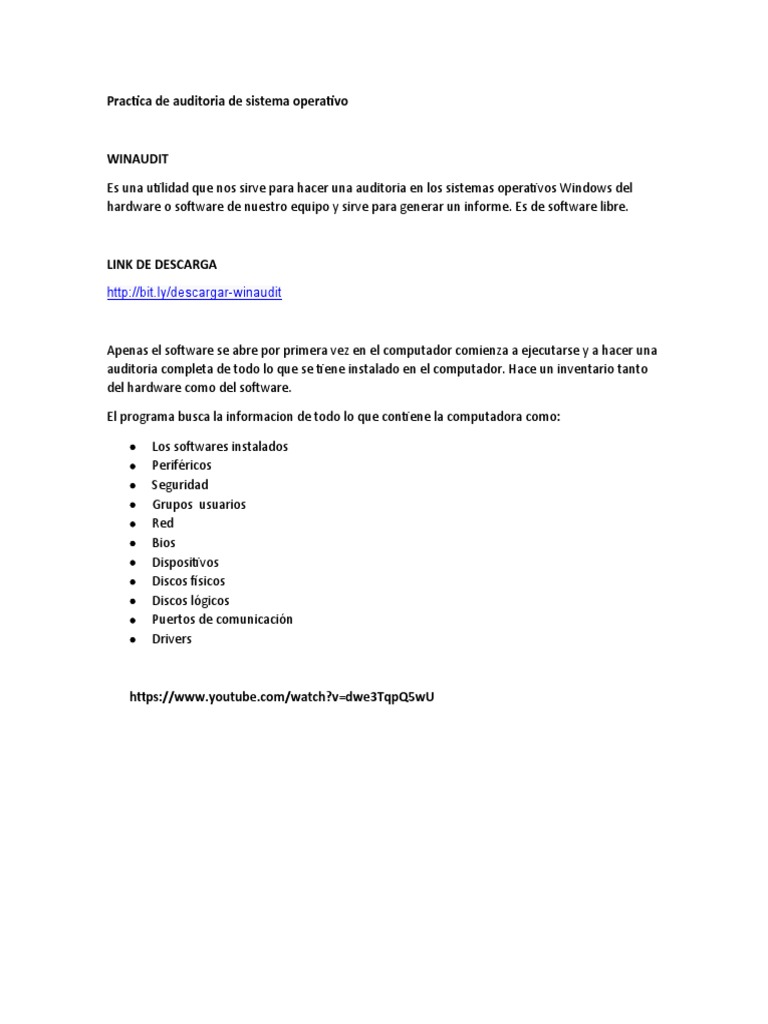 Auditoría de Sistemas con Winaudit | PDF | Juegos y actividades ...