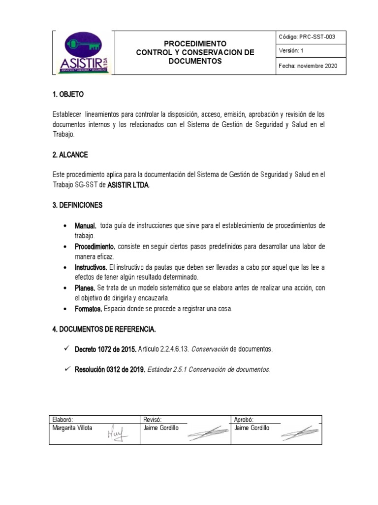 PRC-SST-003 Procedimiento Control y Conservación de Documentos | PDF | Business | Bienestar