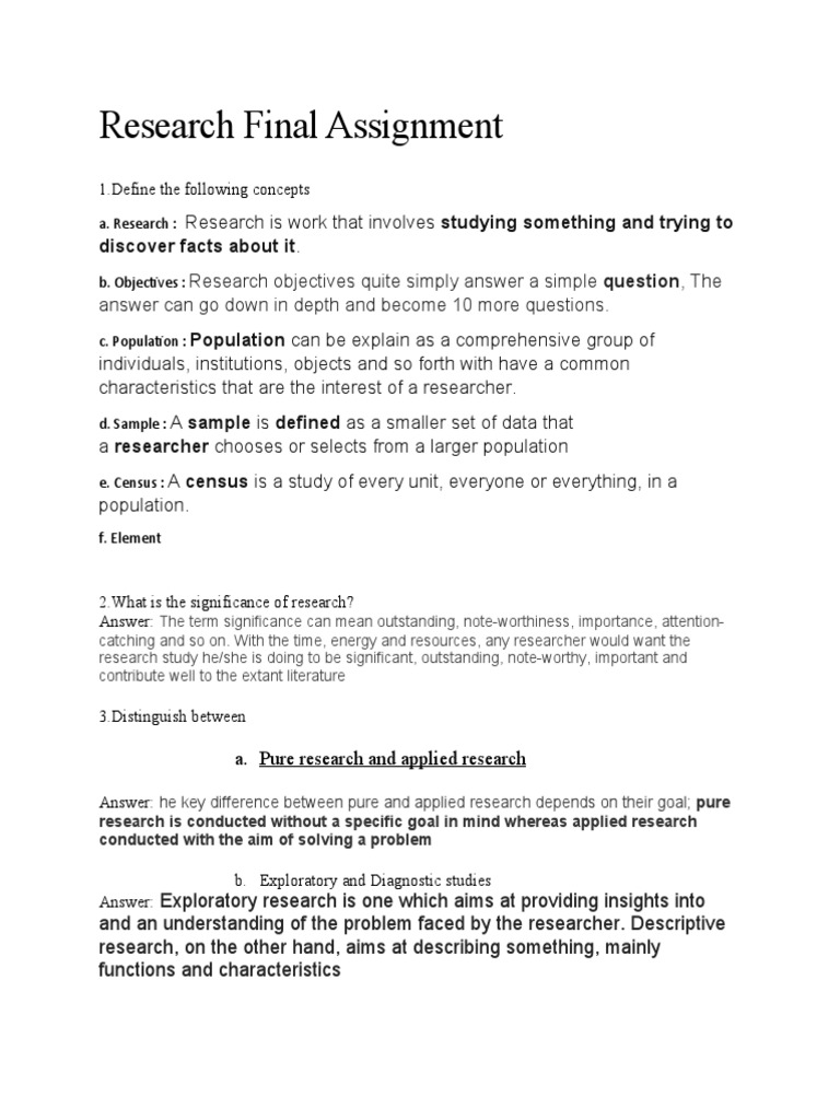 Research Final Assignment | PDF | Sampling (Statistics) | Experiment