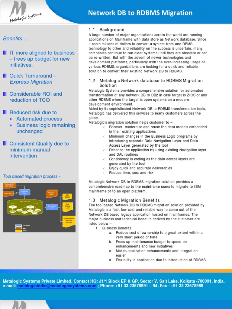 Network Database To RDBMS Brochure | PDF | Ibm Db2 | Databases