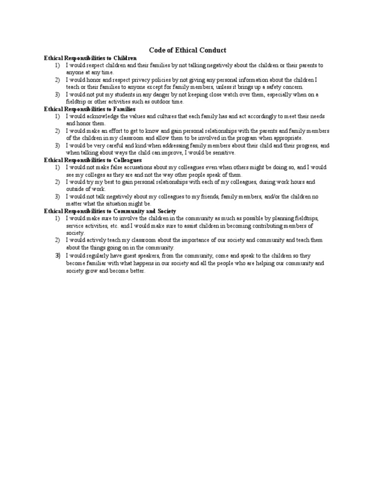 Child 150 - Code of Ethical Conduct | PDF