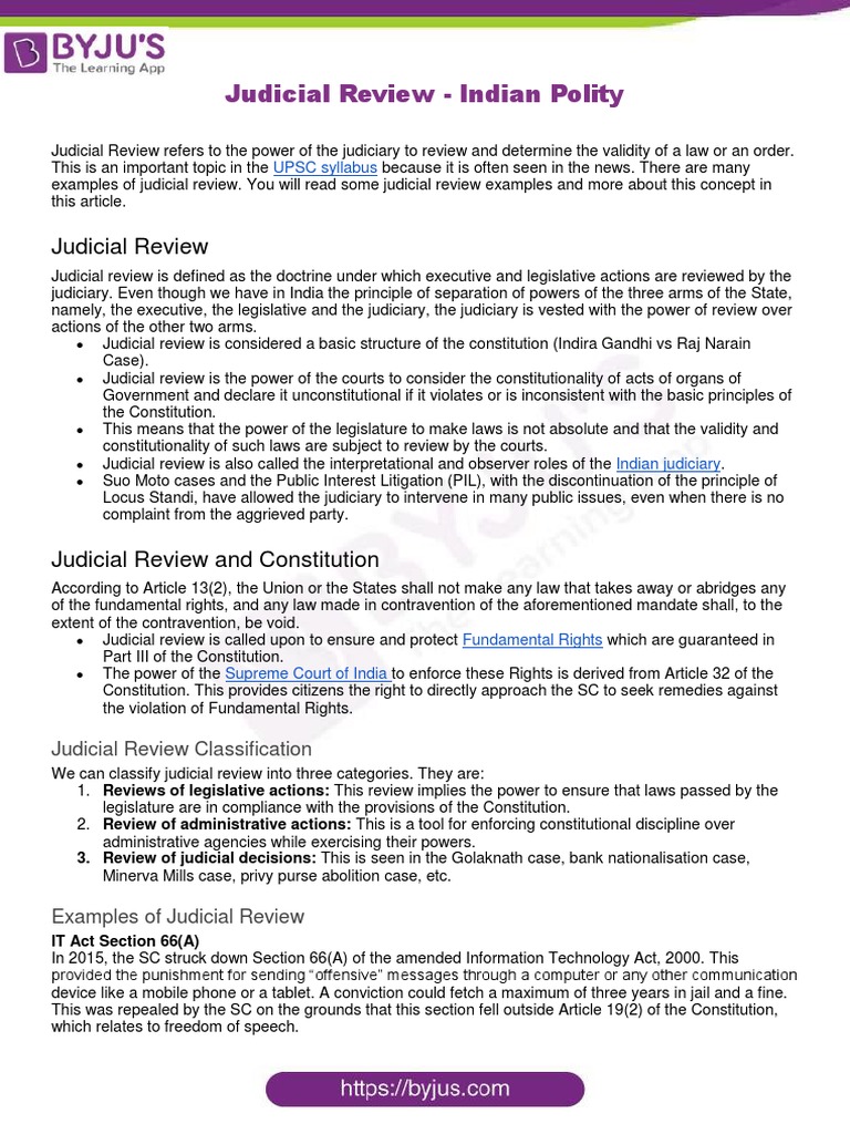 Understanding Judicial Review: Its Concept, Classification, and Role in ...