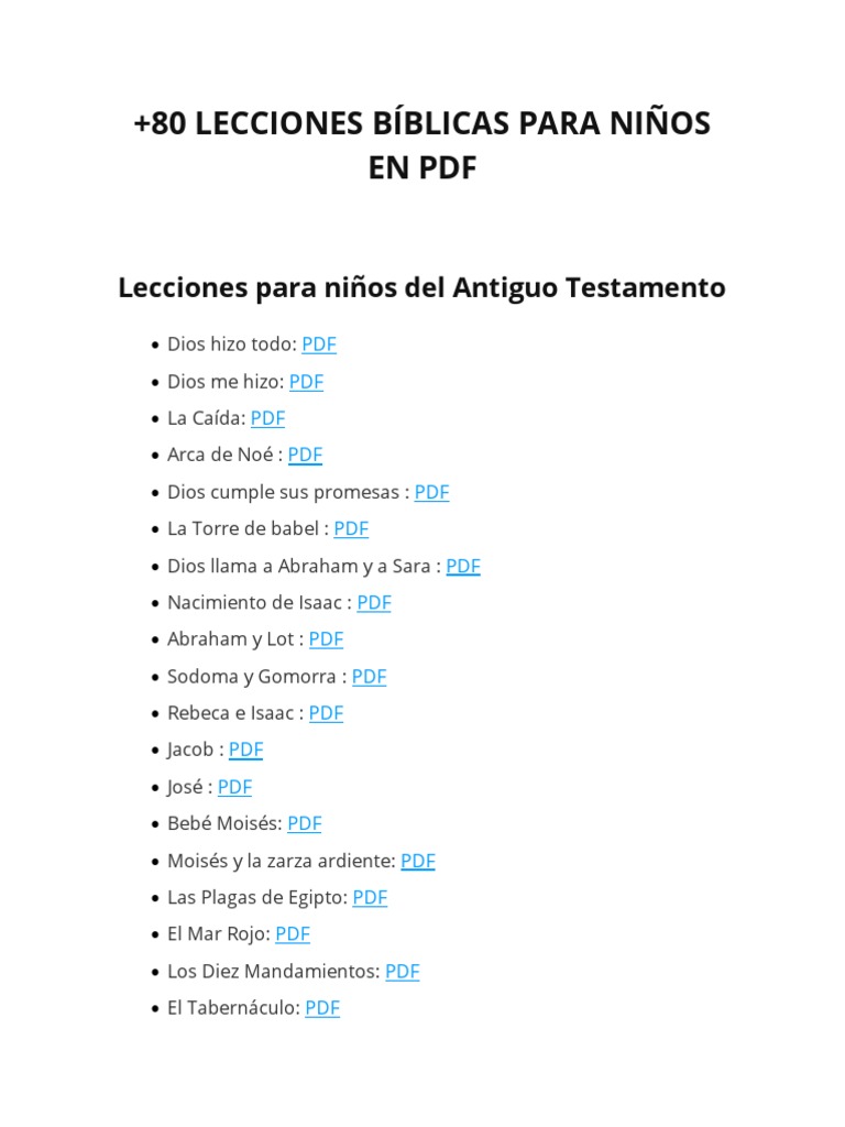 80 Lecciones Bíblicas para Niños en PDF | PDF