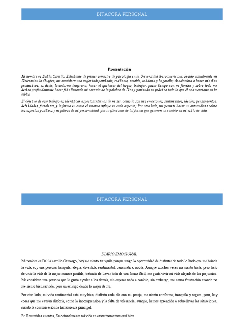 Bitacora Personal | PDF | Vida | Aprendizaje