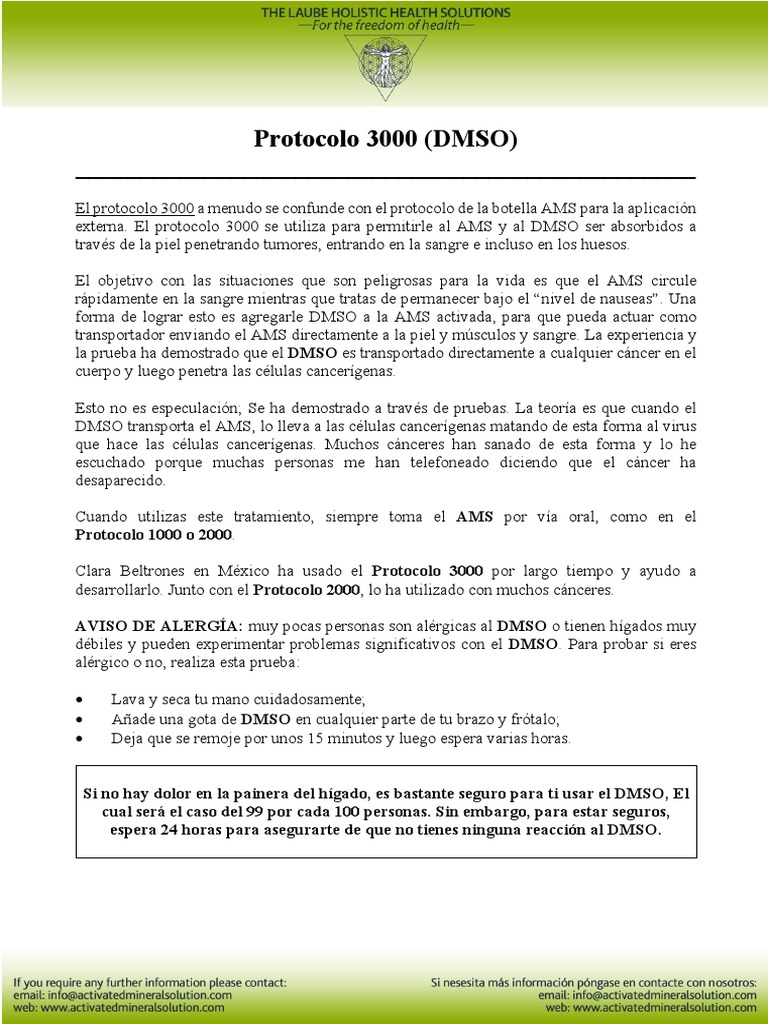 PDF ESP Protocolo 3000 DMSO | PDF | Cáncer | Alergia