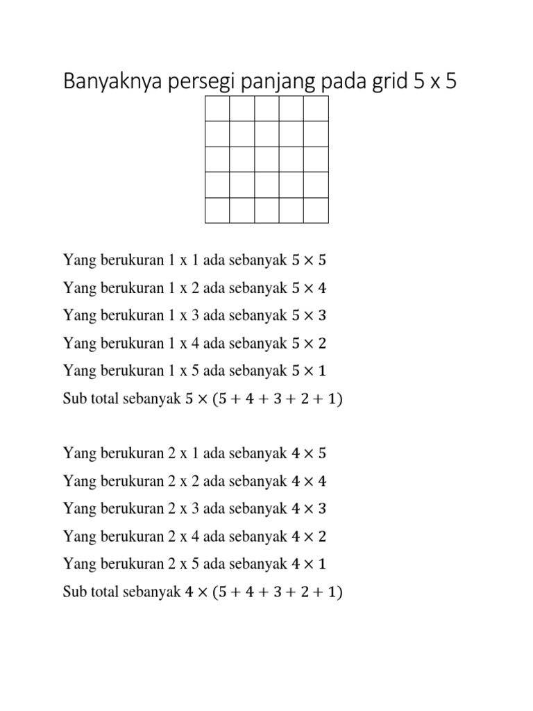 Banyaknya Persegi Panjang Pada Grid 5 X 5 | PDF | Seni & Disiplin ...