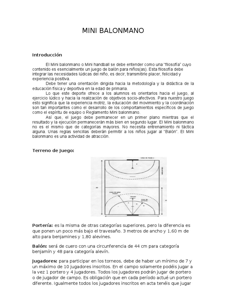 Mini Balonmano para Niños | PDF | Deportes | Deportes de equipo