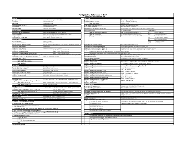 Fortigate CLI Reference - V 1.0.4: System Network | PDF | Internet ...