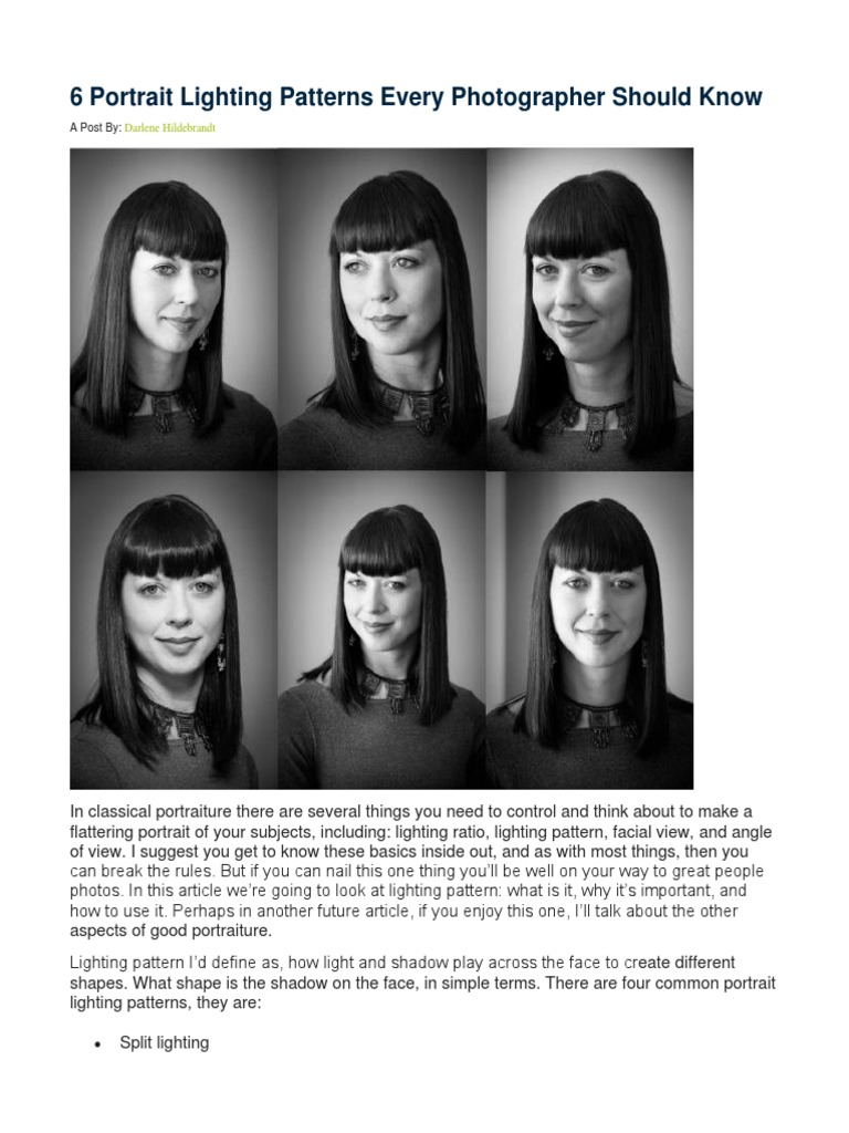 6 Portrait Lighting Patterns Every Photographer Should Know | PDF ...