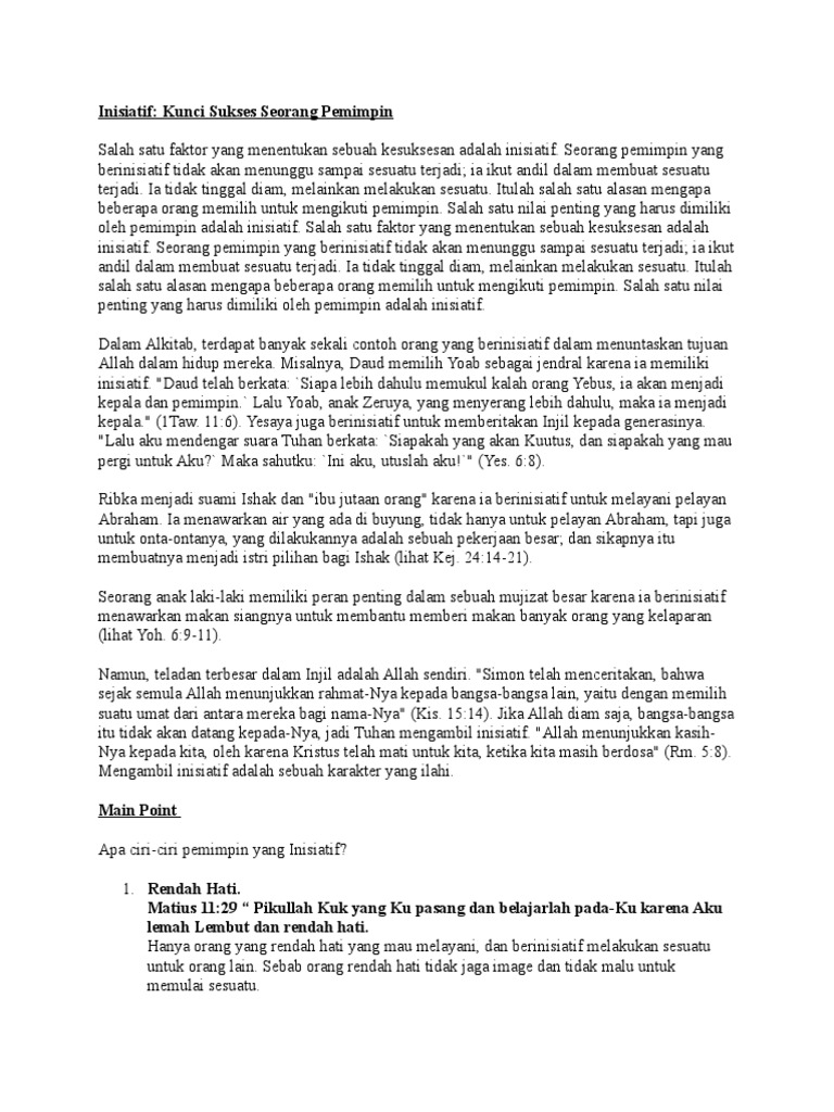 Inisiatif Adalah Kunci Pemimpin Sukses | PDF