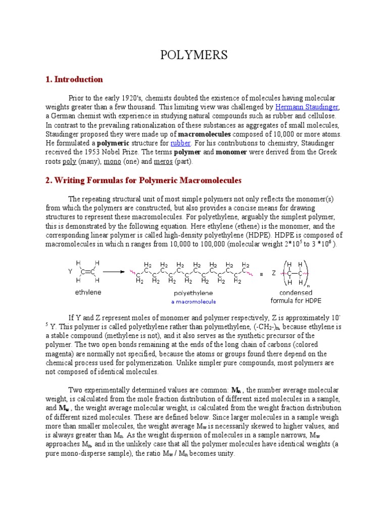 Polymers: Hermann Staudinger | PDF | Polymers | Polyethylene