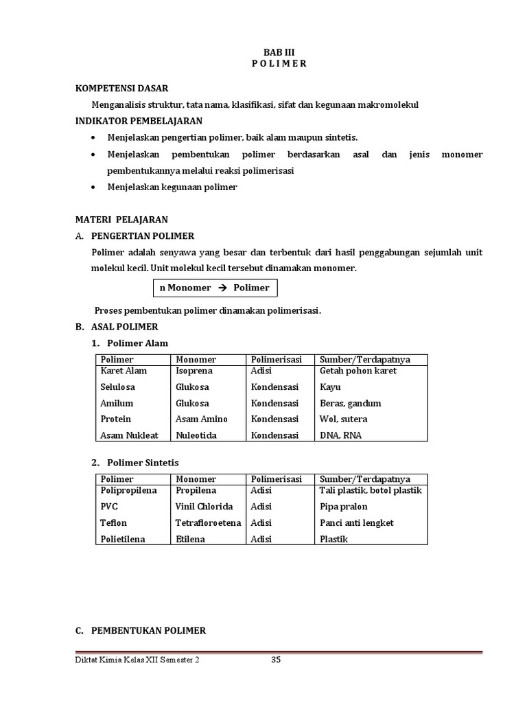 Polimer: Struktur, Sifat dan Kegunaan Makromolekul | PDF