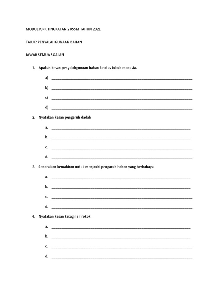 Modul PJPK Tingkatan 2 KSSM Tahun 2021 | PDF