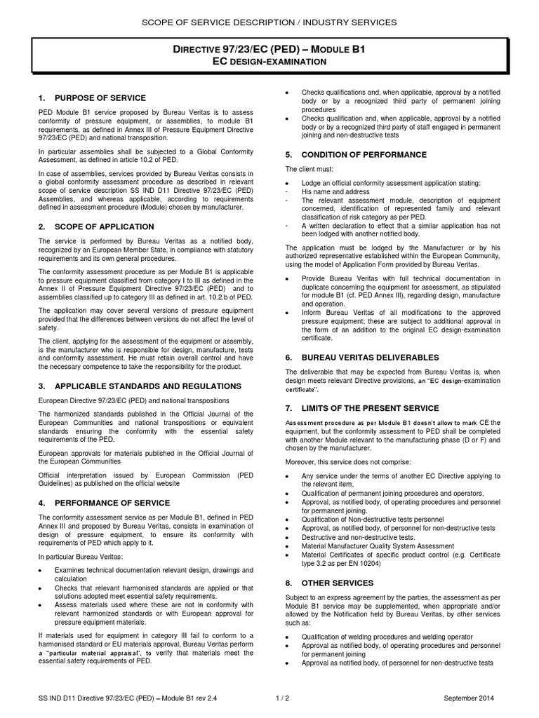 PED Module B1 Conformity Assessment Guide | PDF | Nondestructive ...