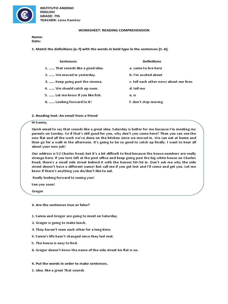 Reading Comprehension - 7th | PDF | Language Arts & Discipline ...