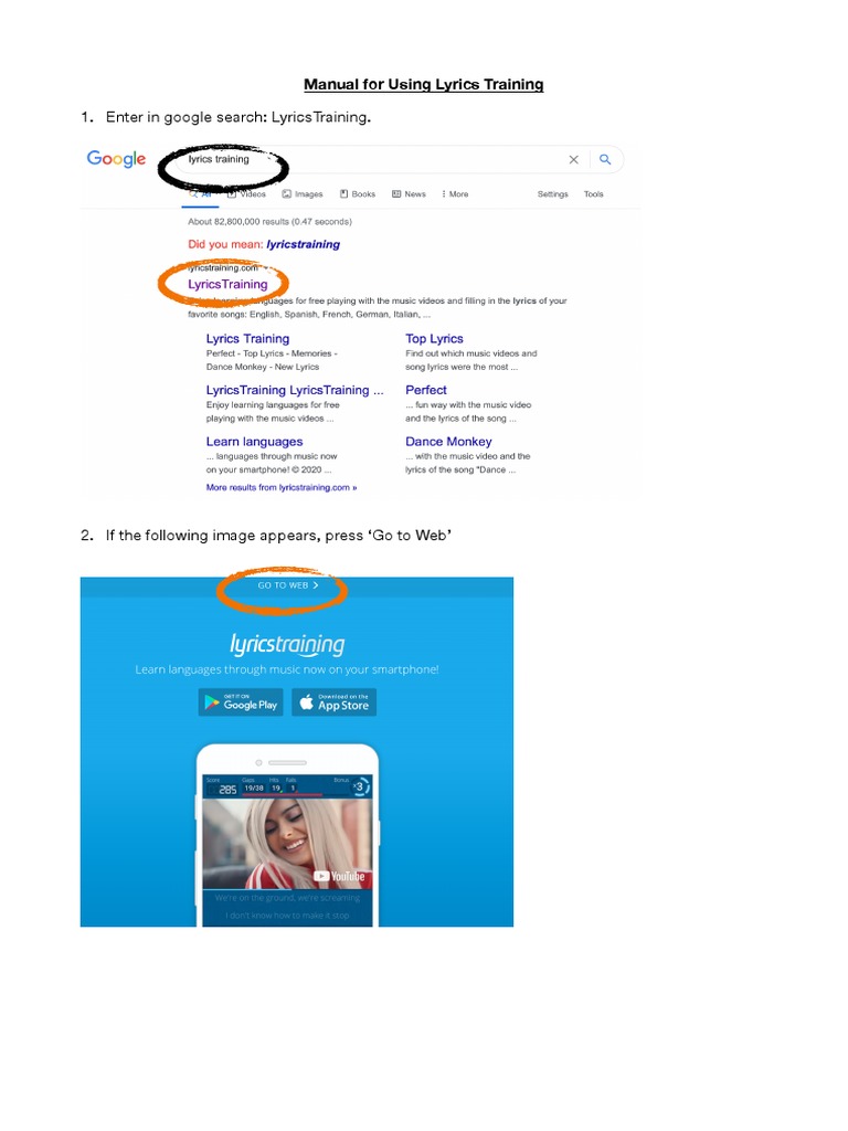 LyricsTraining Guide for Students | PDF