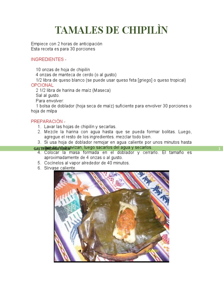 20 Recetas de Comida Xinca Tradicional | PDF | Menudencias | Cocina ...