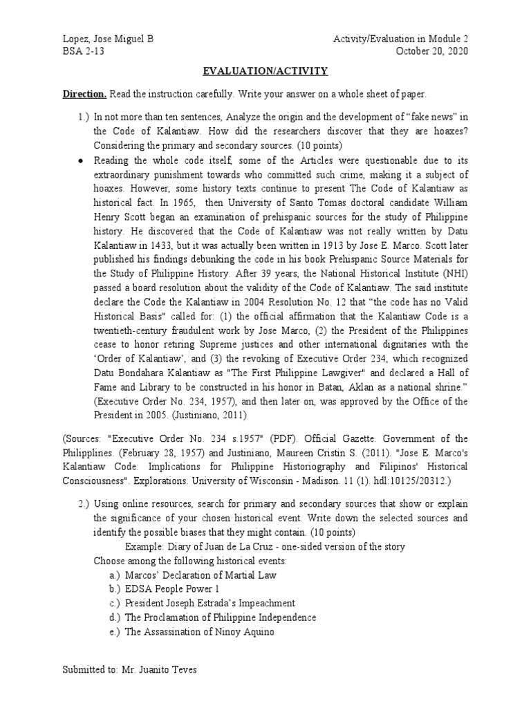 Lopez, Jose Miguel - Module2 - Activity - Bsa213 | PDF | Philippines | Government