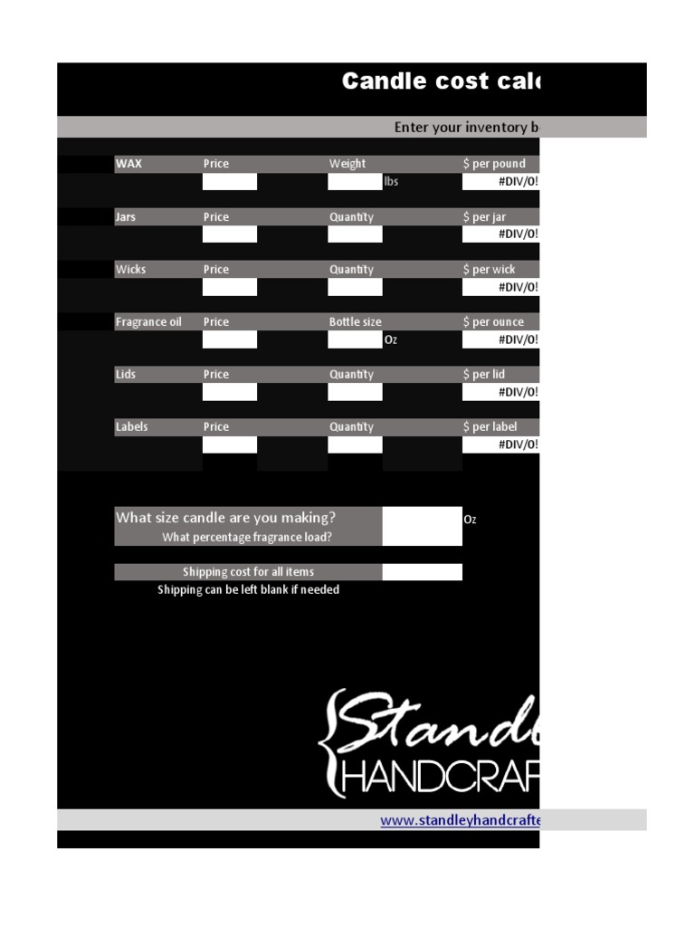 Candle Cost Calculator Tool | PDF