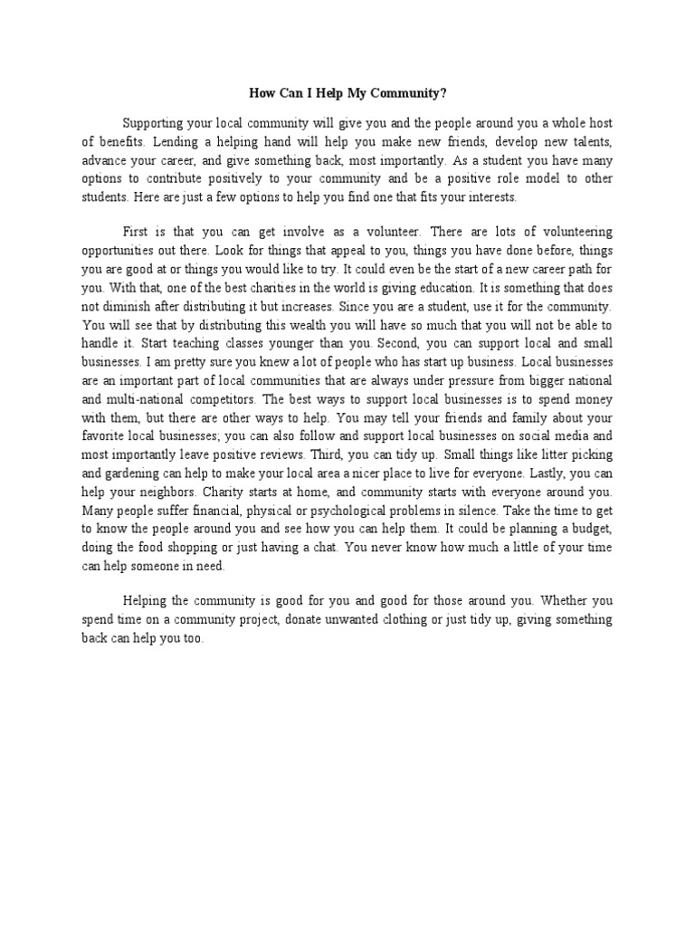 How Can I Help My Community | PDF