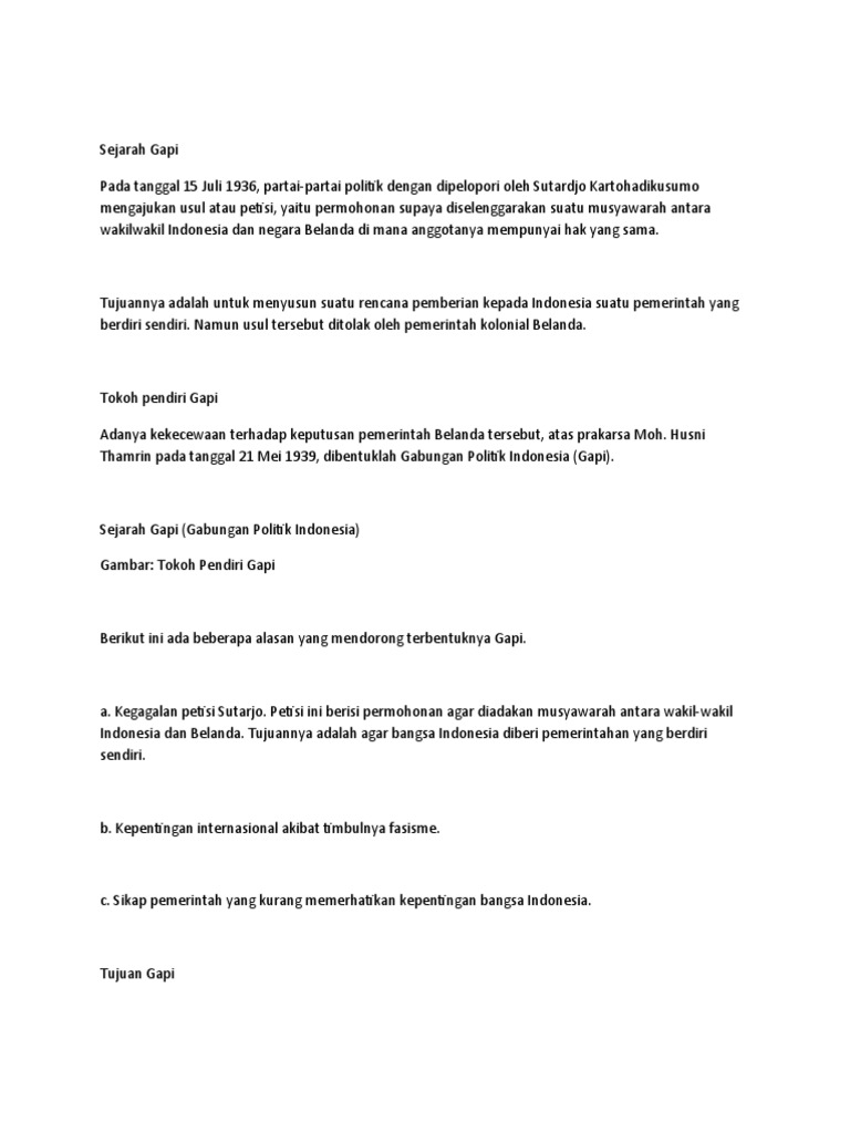 Sejarah Gapi | PDF