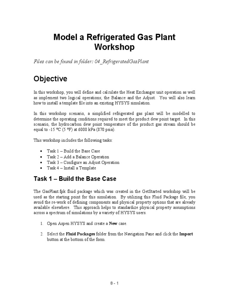 Fluid Package for Refrigerated Gas Plant | PDF | Heat Exchanger ...