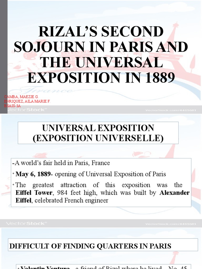 Rizal'S Second Sojourn in Paris and The Universal Exposition in 1889 ...