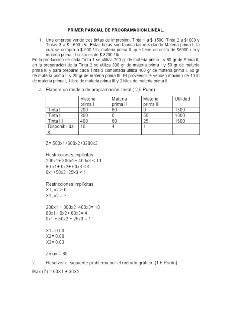 Primer Parcial de Programacion Lineal | PDF | Algoritmos | Análisis
