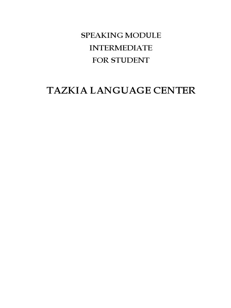 SPEAKING MODULE FOR STUDENT - Intermediate | PDF | International ...