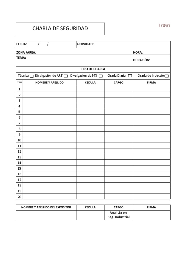 Formato Charla Tecnica | PDF